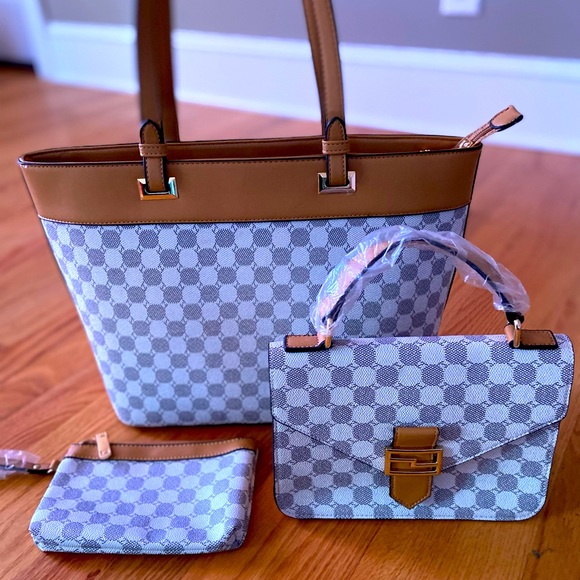Bags | New 3 Piece Purse Set Shoulder Bag Clutch And Wristlet | Poshmark